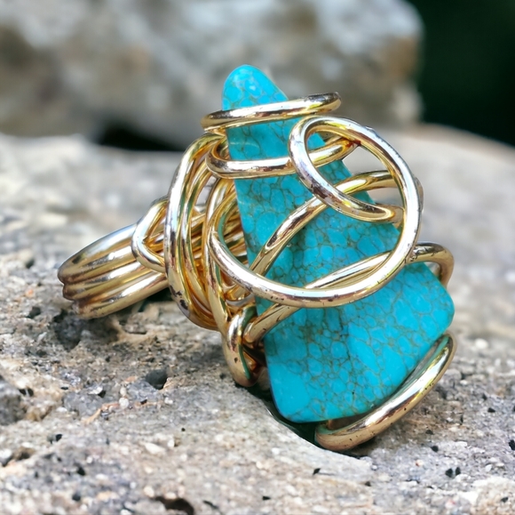 Artisan Made | Jewelry | Vintage Wire Wrapped Turquoise Stone Ring ...
